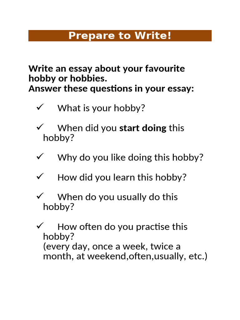 Writing Task - My Hobby | PDF