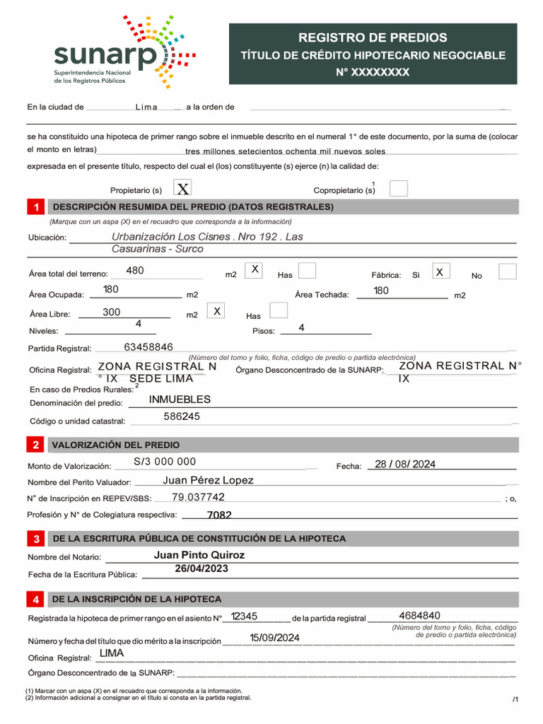 Formato de Título de Crédito Hipotecario Negociable | PDF | Finanzas personales | Préstamos