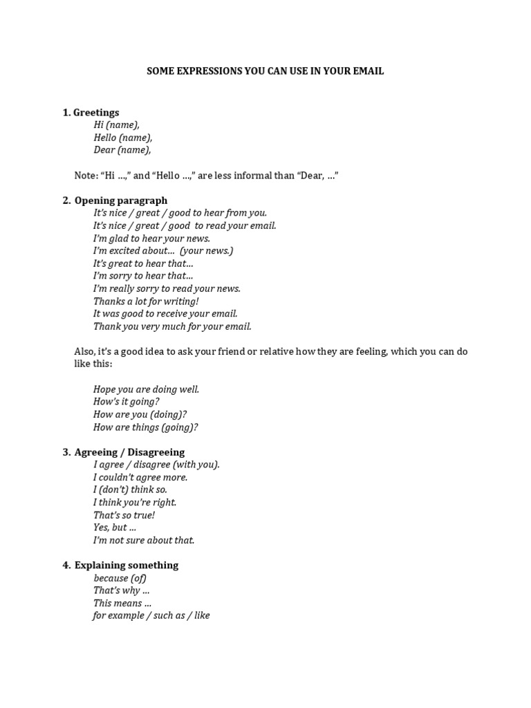 B1 PET Writing Part 1-Expressions in Emails | PDF
