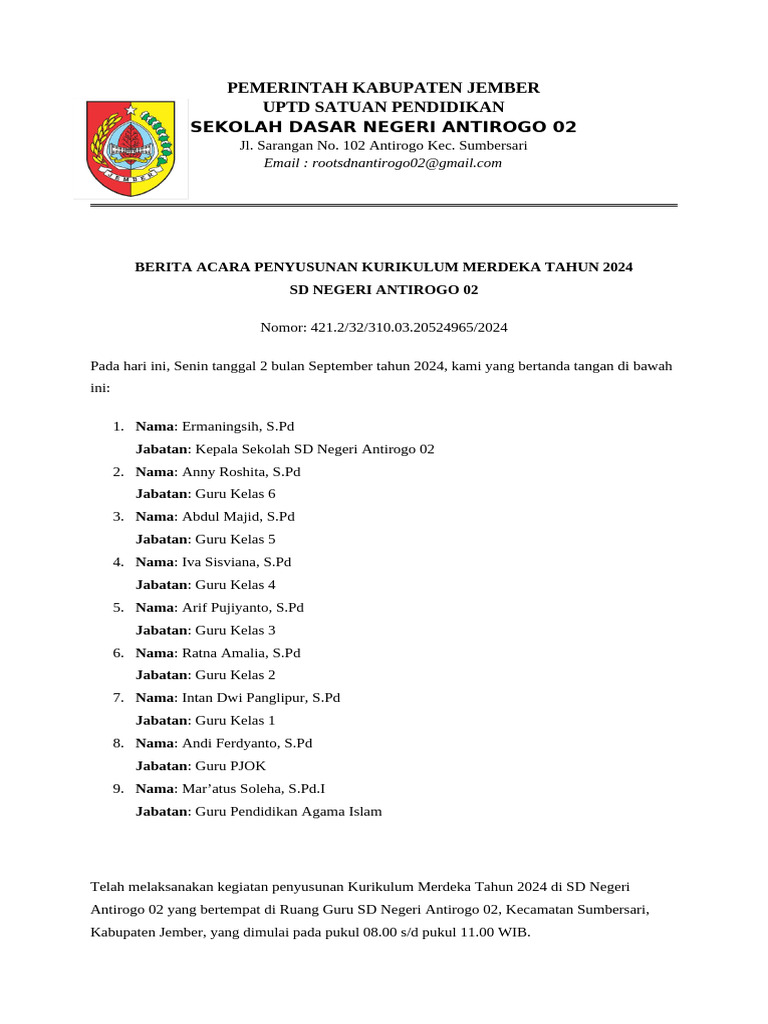 Berita Acara Penyusunan Kurikulum Untuk Draf KSP | PDF