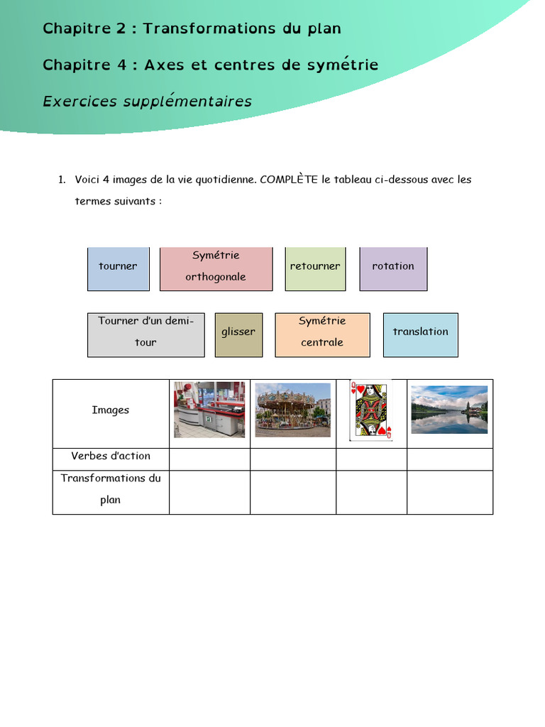 Chapitre 2 - 4 Les Transfo Du Plan Et Axes Et Centres de Sym ...