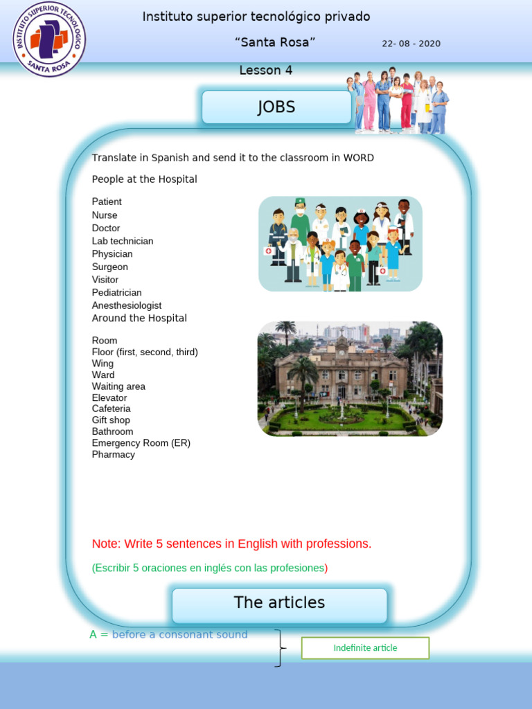 Lesson 4. Jobs and The Articles.) | PDF