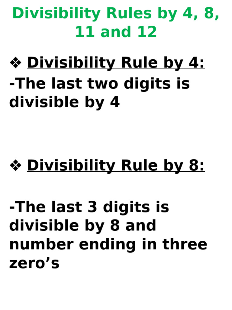 Divisibility Rules by 4 | PDF