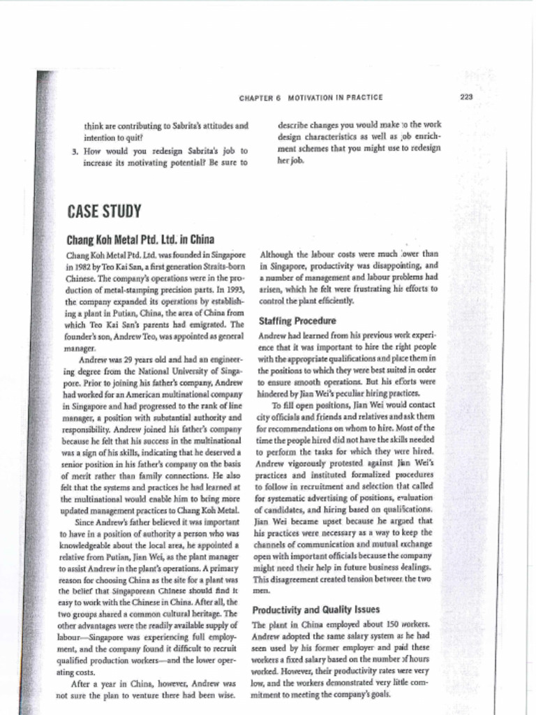 OB Case Study 2 Chang Koh Pay Rate System | PDF