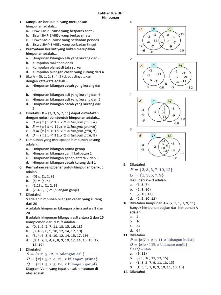 Latihan Soal Himpunan | PDF