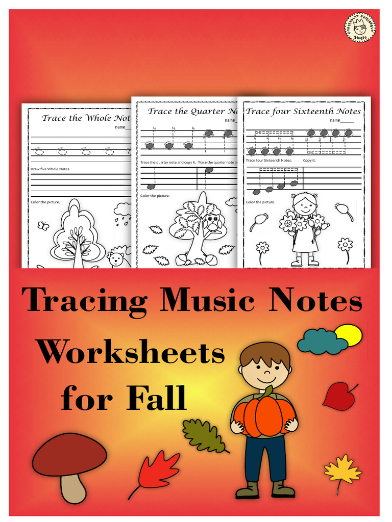 1 - Tracing Music Notes Worksheets For Fall | PDF