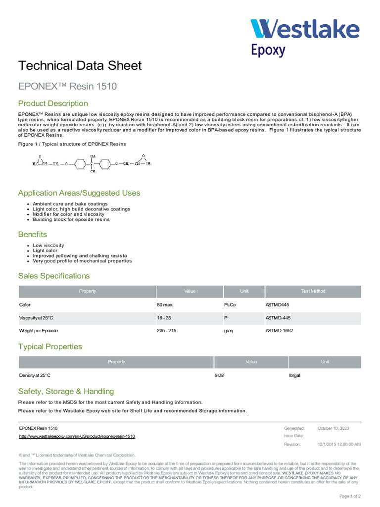 TDS Eponex 1510 | PDF