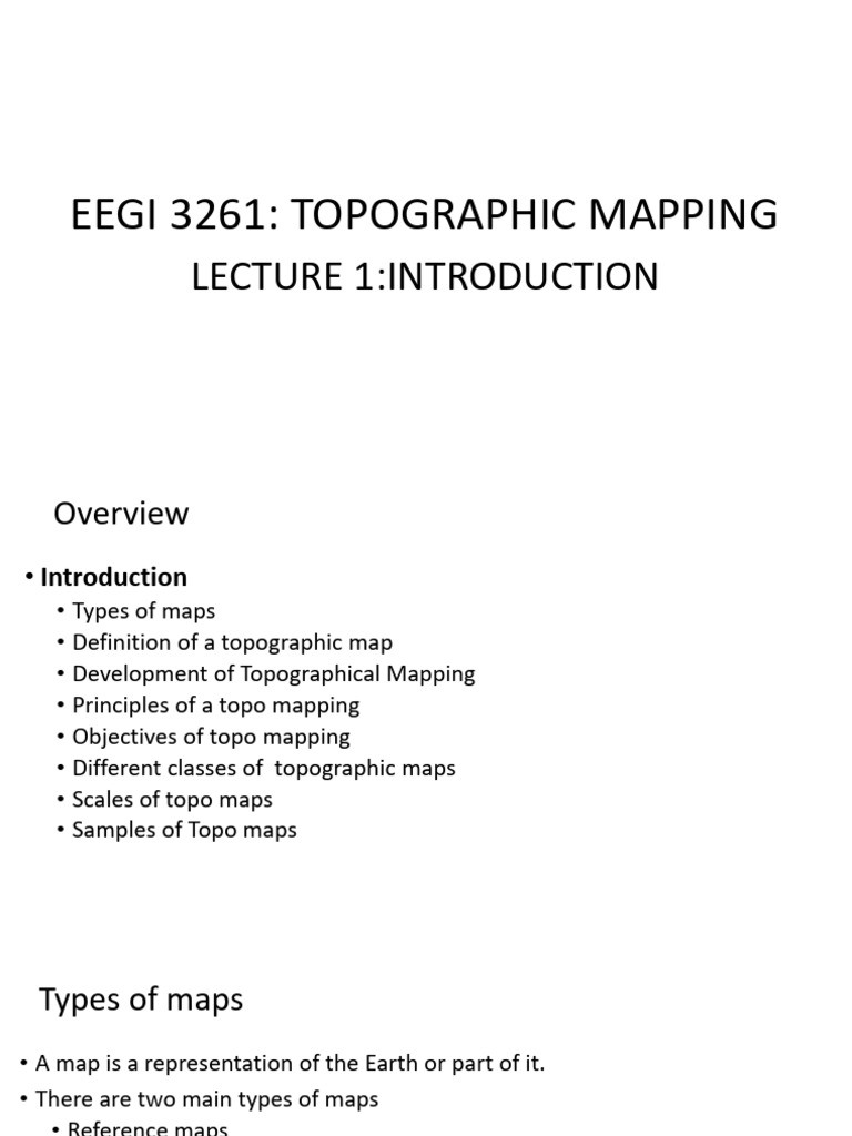 Topo Mapping - Introduction - Lecture 1 - 16012024 - Edit - 240527 - 215911 | PDF