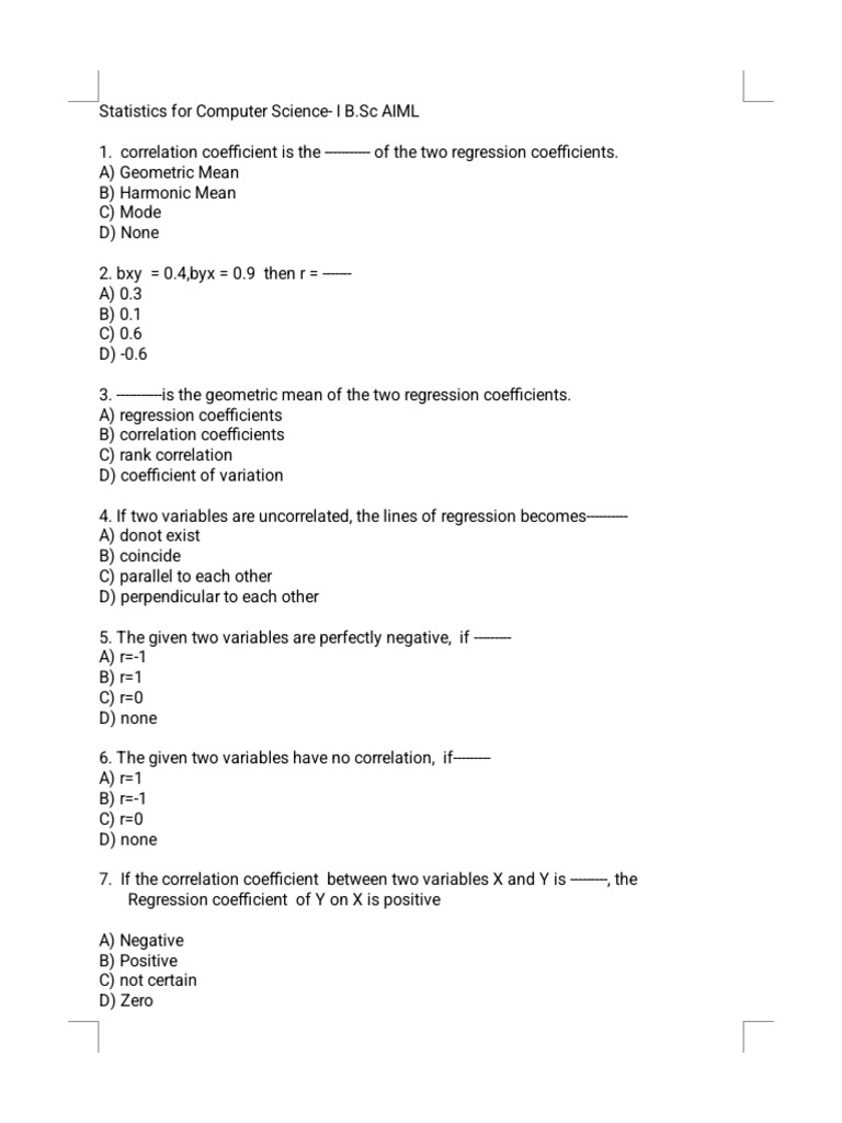 Statistics For CS | PDF | Linear Regression | Regression Analysis