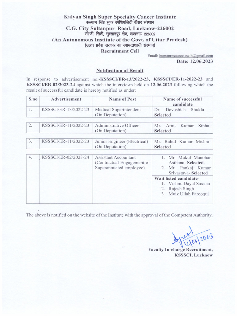 Notification of Result.. | PDF