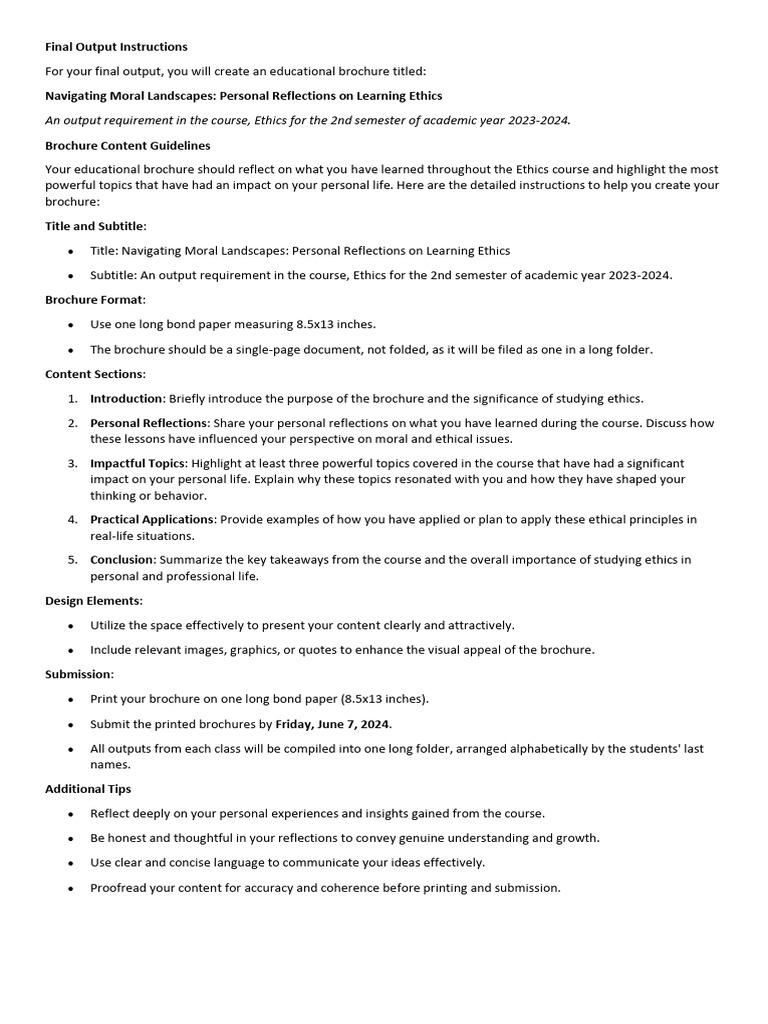 Final Output Instructions For Ethics | PDF