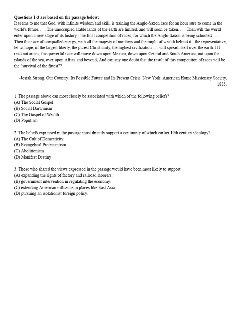 APUSH Unit 7 SBMC Part I | PDF