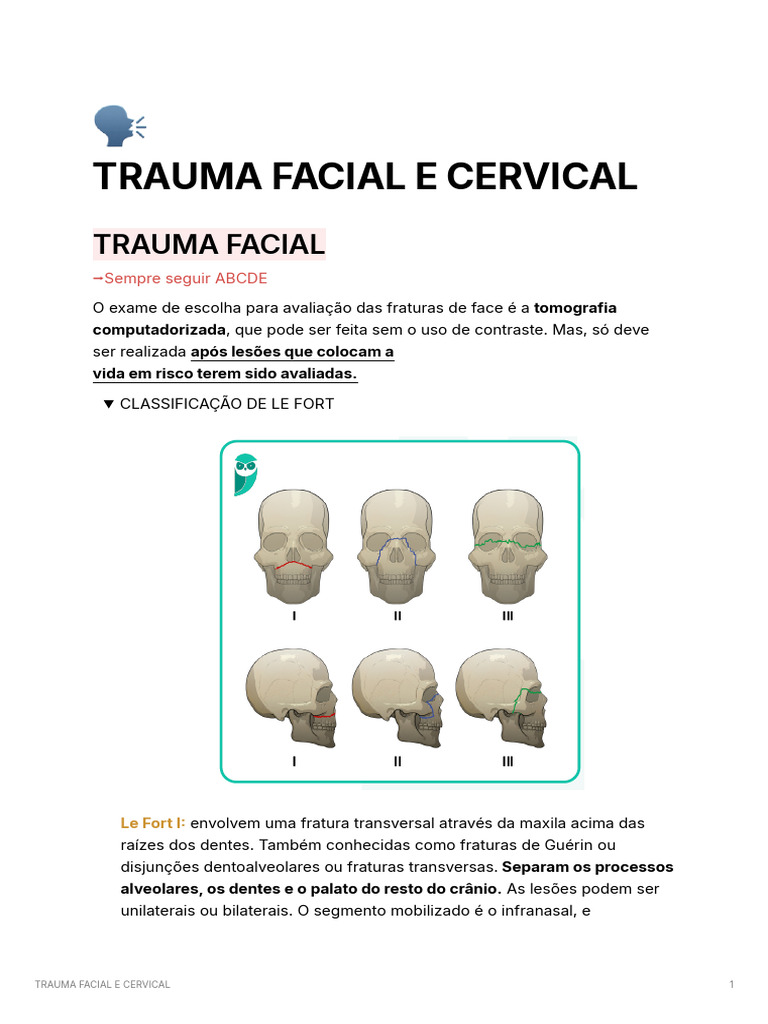 Trauma Facial e Cervical | PDF