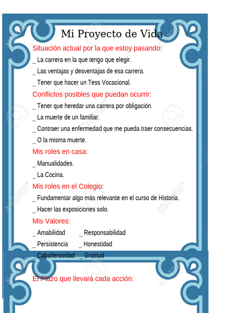 Mi Proyecto de Vida Del Colegio. | PDF