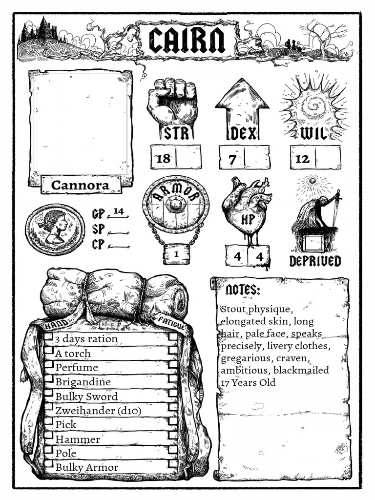 Cairn Character Sheet Fillable | PDF