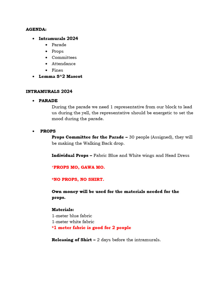 Intramurals Meeting | PDF