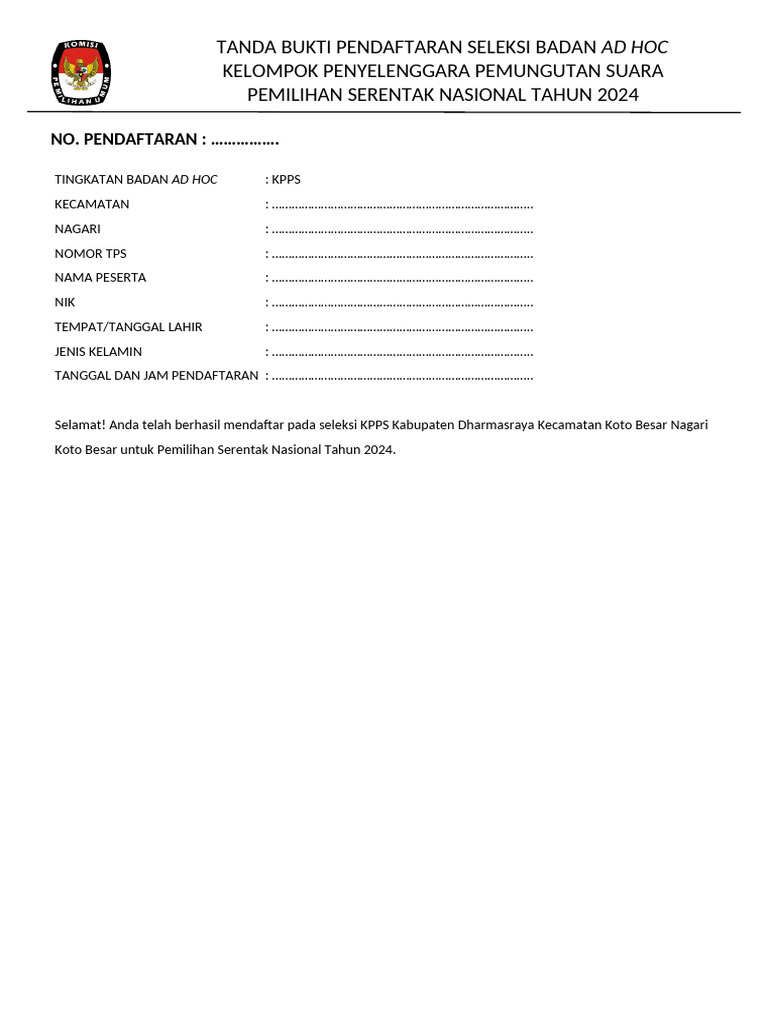 Tanda Terima Dan Check List Dokumen Persyaratan | PDF