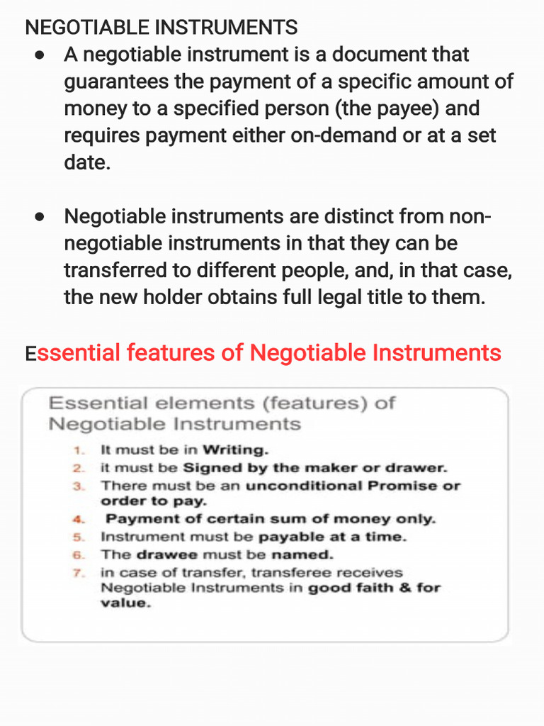 Negotiable Instruments | PDF