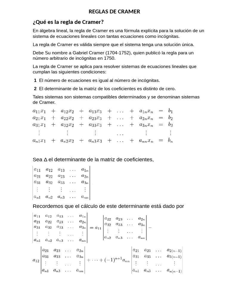 Reglas de Cramer-Con Tres Variables | PDF