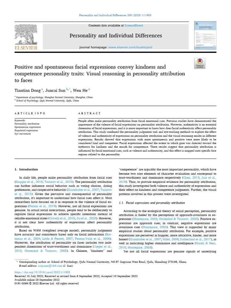 Positive and Spontaneous Facial Expressions Convey Kindness and ...