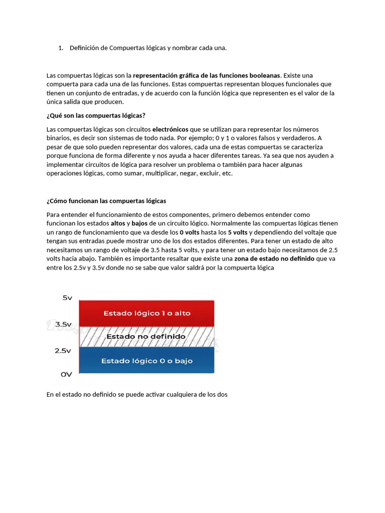 Definición de Compuertas Lógicas y Nombrar Cada Una | PDF