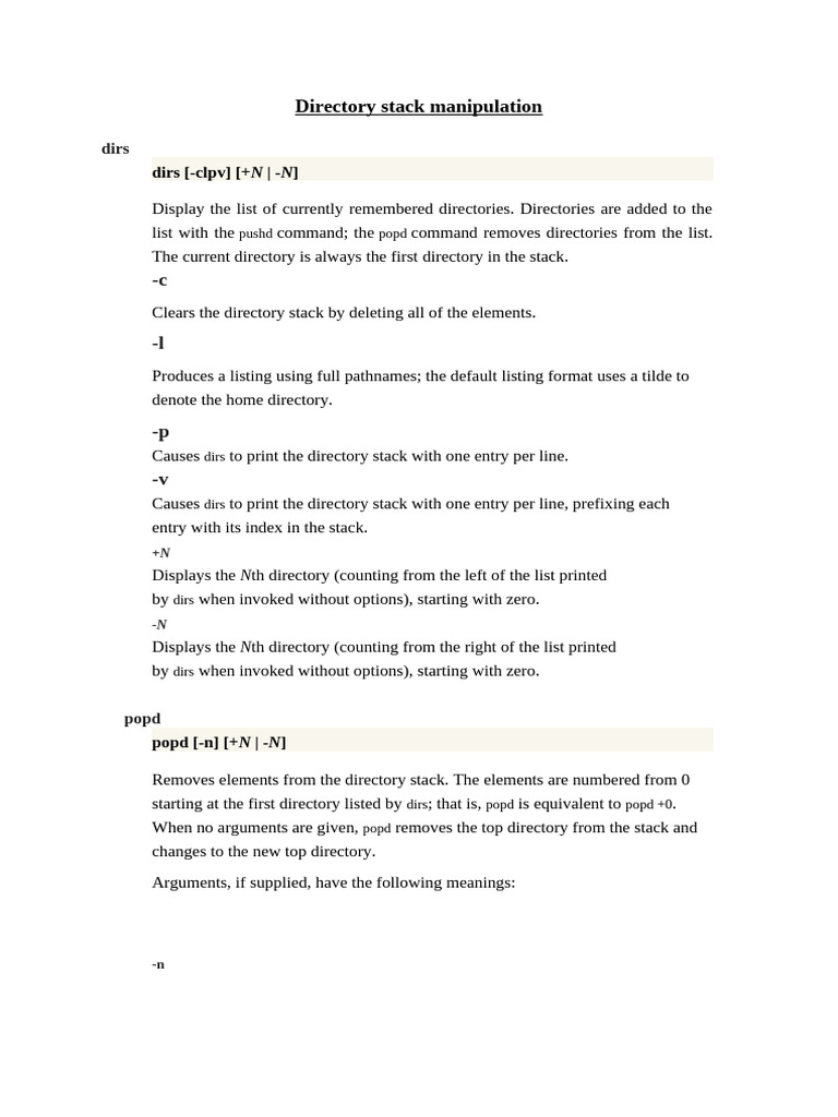 Diectory Stack Manipulation | PDF
