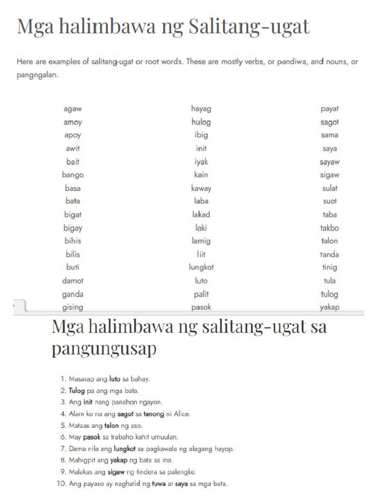 Salitang Ugat | PDF