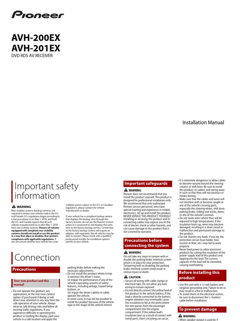 Avh 200ex Installation Manual | PDF