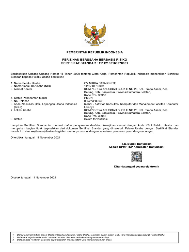 Nib CV Mikha Data | PDF