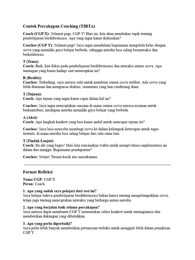 Contoh Percakapan Coaching | PDF