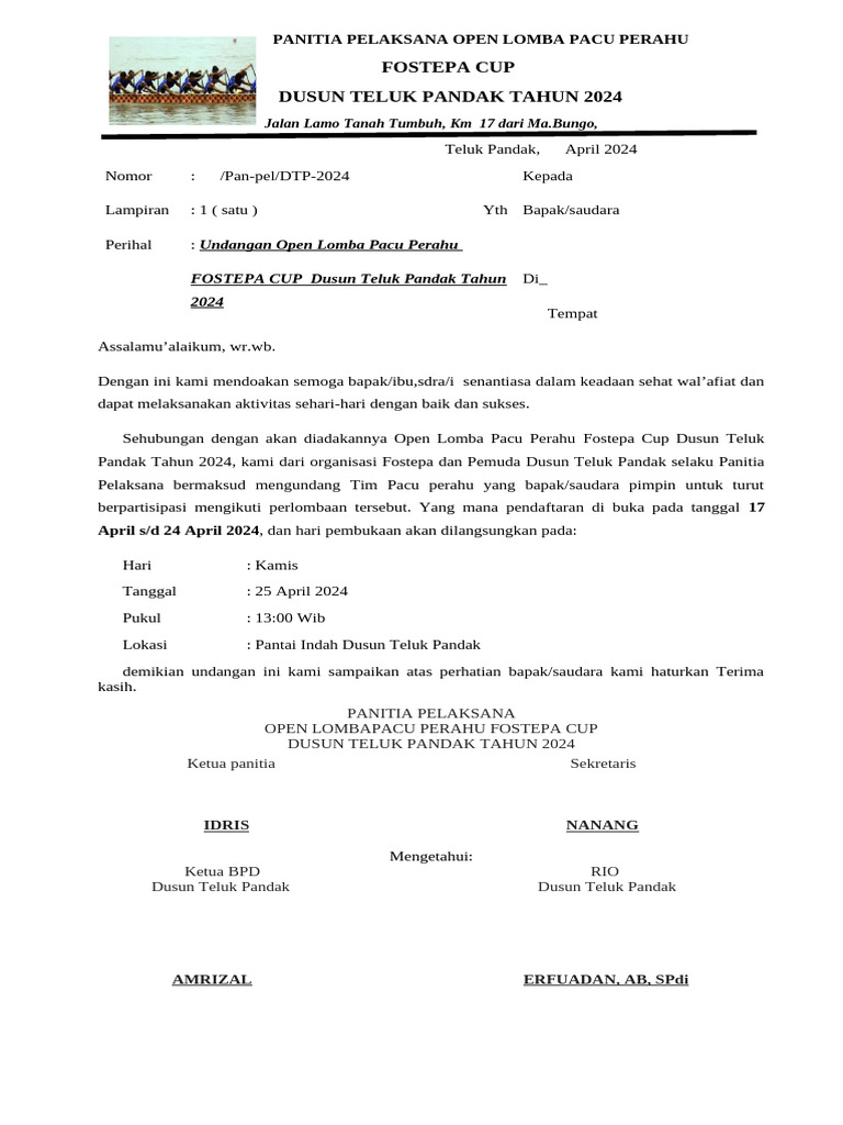 Undangan Peserta Pacu Perahu | PDF