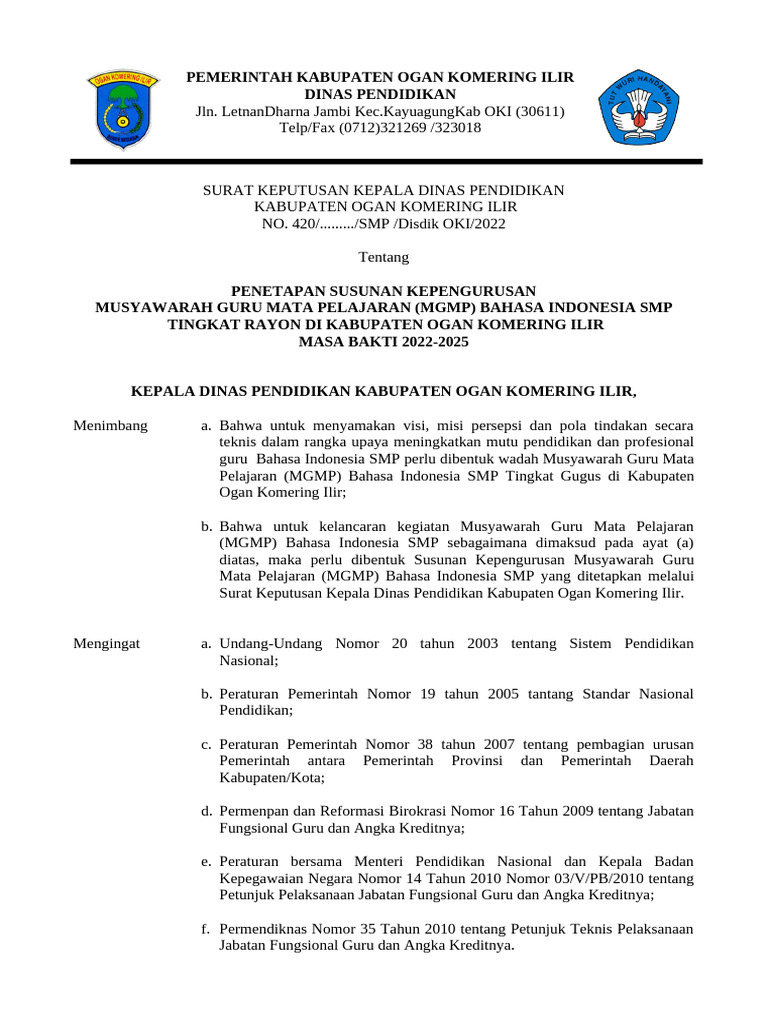 SK MGMP Bahasa Indonesia REVISI | PDF