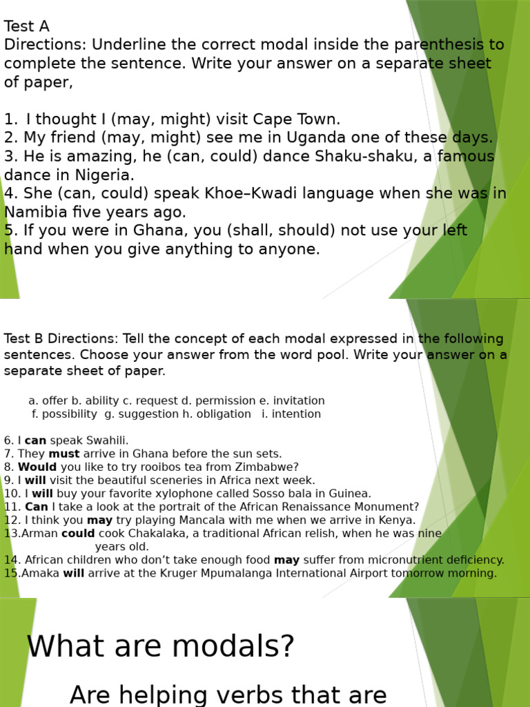 Modals Grade 9 | PDF