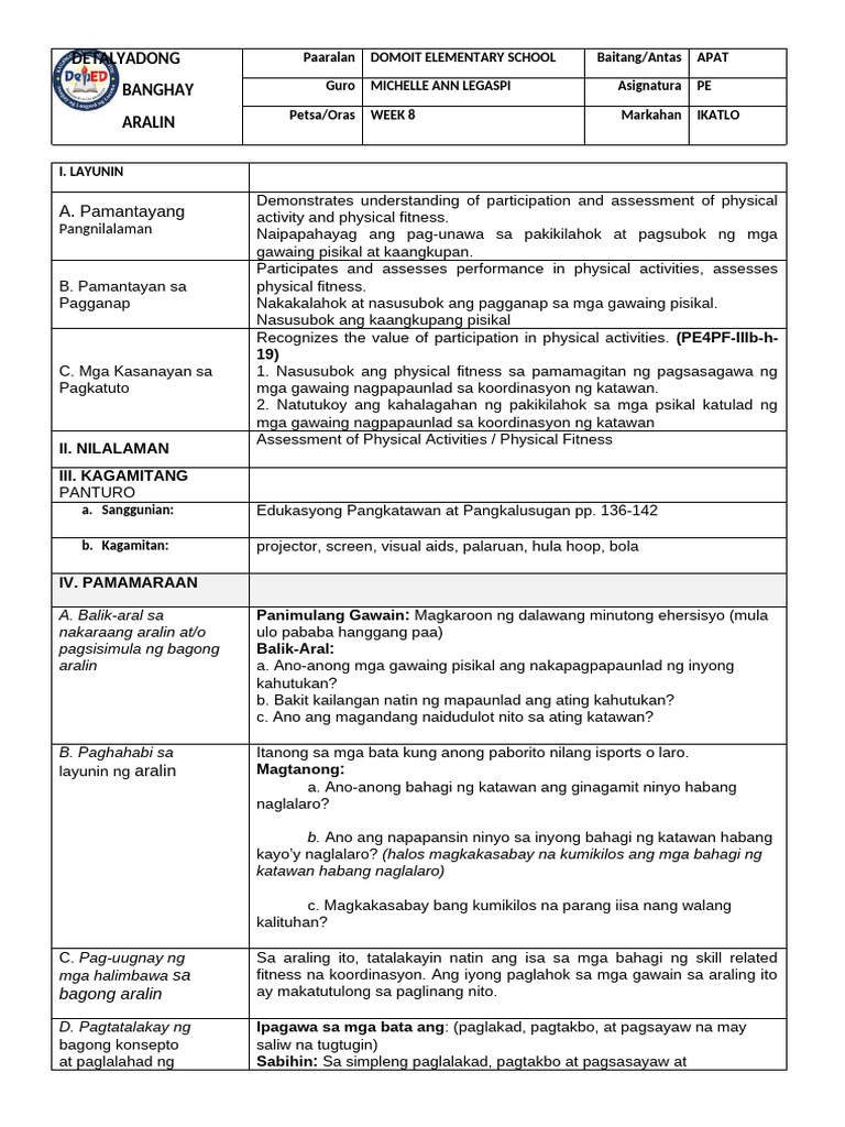 Dlp-Pe-4-Weeks 8 | PDF