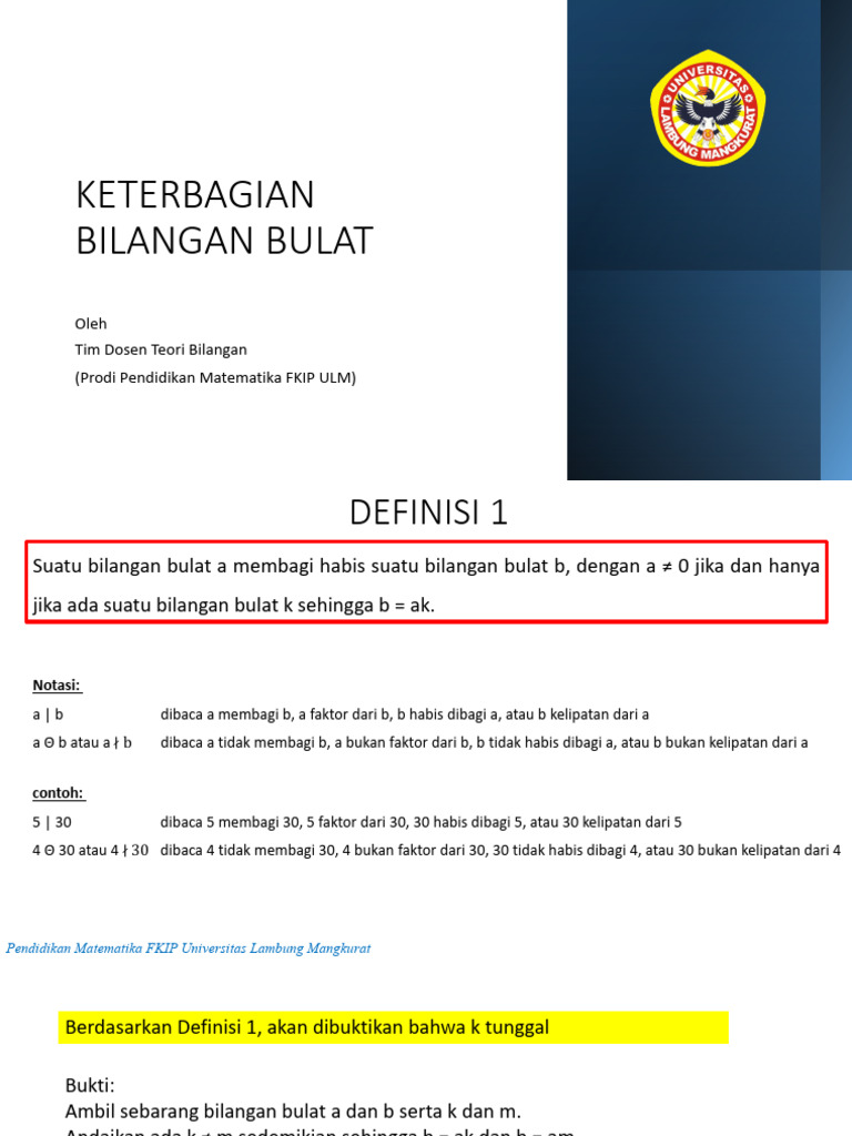 Keterbagian Bilangan Bulat | PDF
