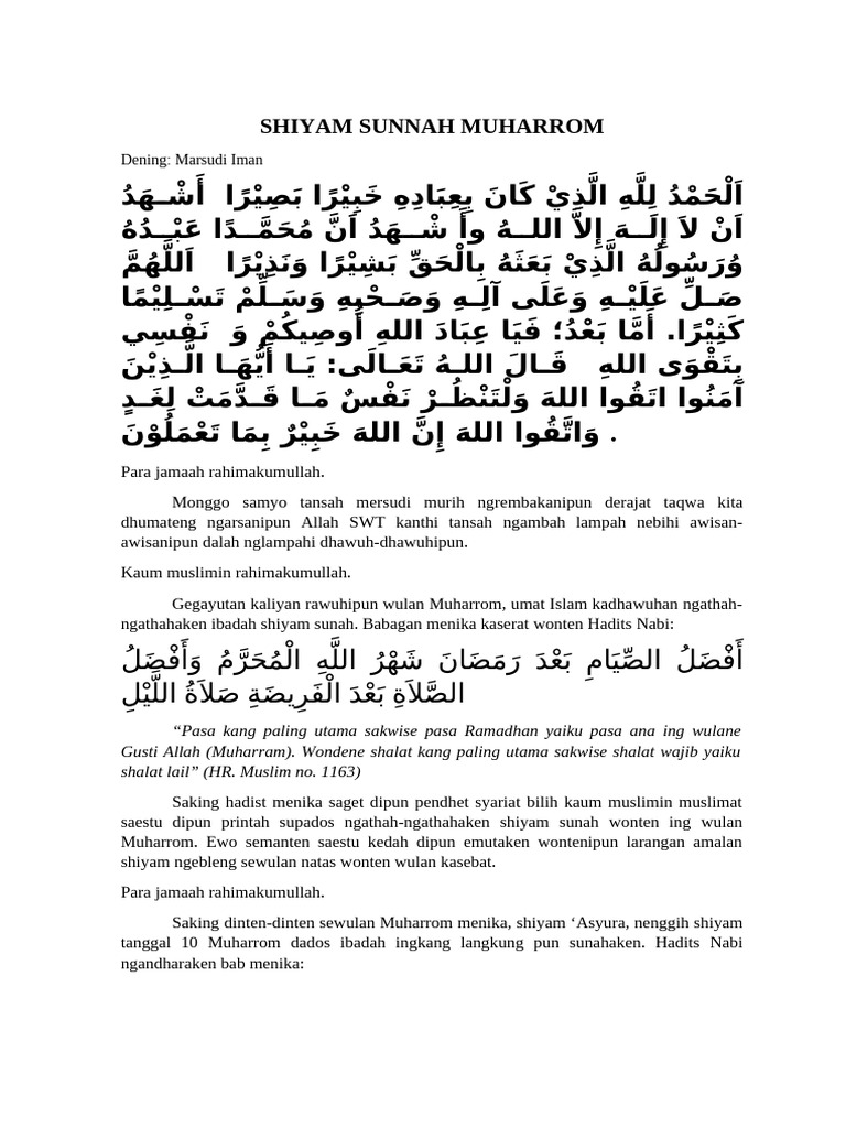 Shiyam Sunnah Muharrom | PDF