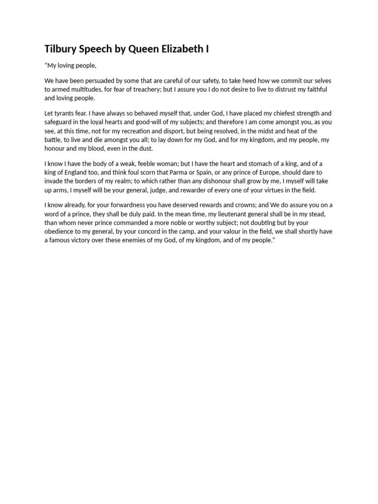 Speech Queen Elizabeth I | PDF