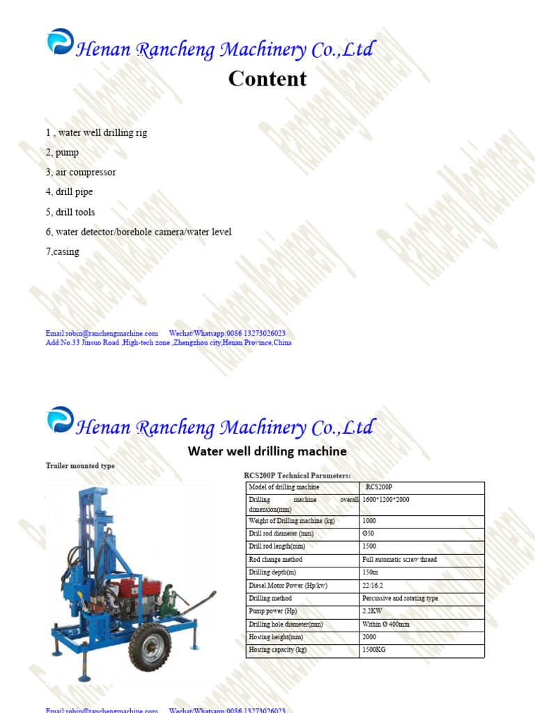 Water Well Drilling Machine and Tools Catalogue | PDF | Drill | Engines