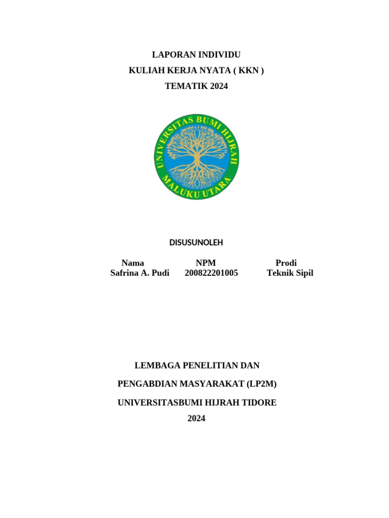 Laporan Individu KKN Tematik 2024 | PDF