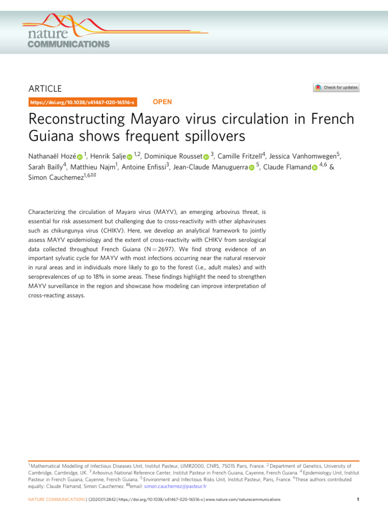 Reconstructing Mayaro Virus Circulation in French Guiana Shows Frequent ...
