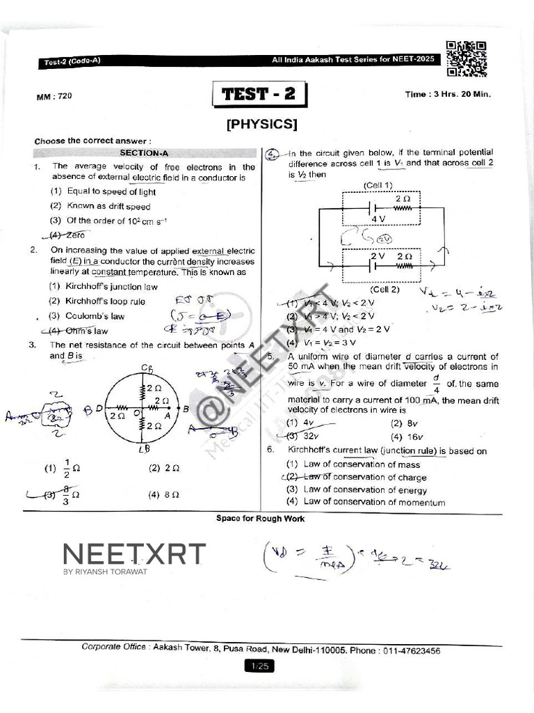 Aiats 02 Code A Oym Question Paper by @neetxrt | PDF