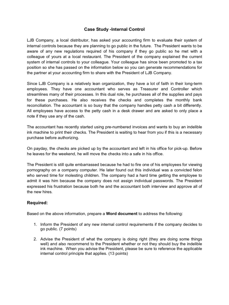 Internal Control Case Study | PDF