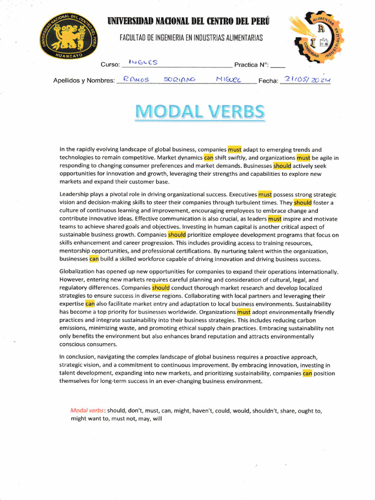 Modals Verbs | PDF