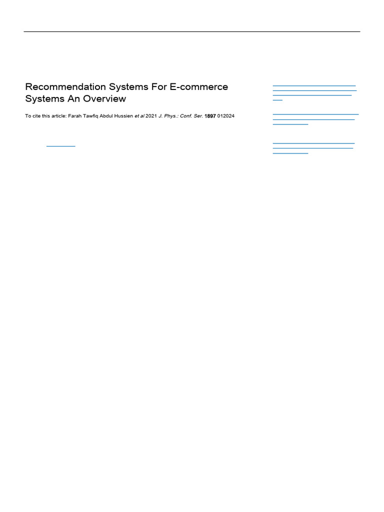 Recommendation Systems For E-Commerce | PDF | Computing