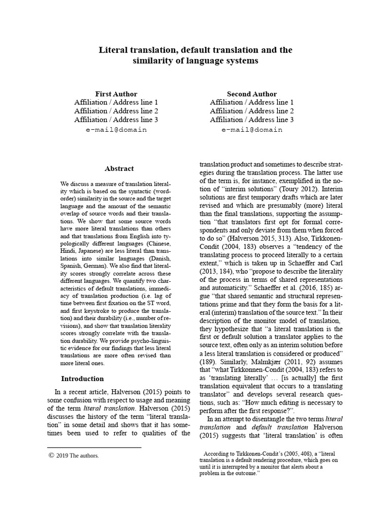 Literal Default Translation | PDF