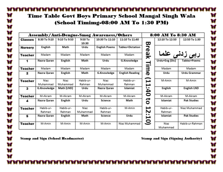Time Table | PDF