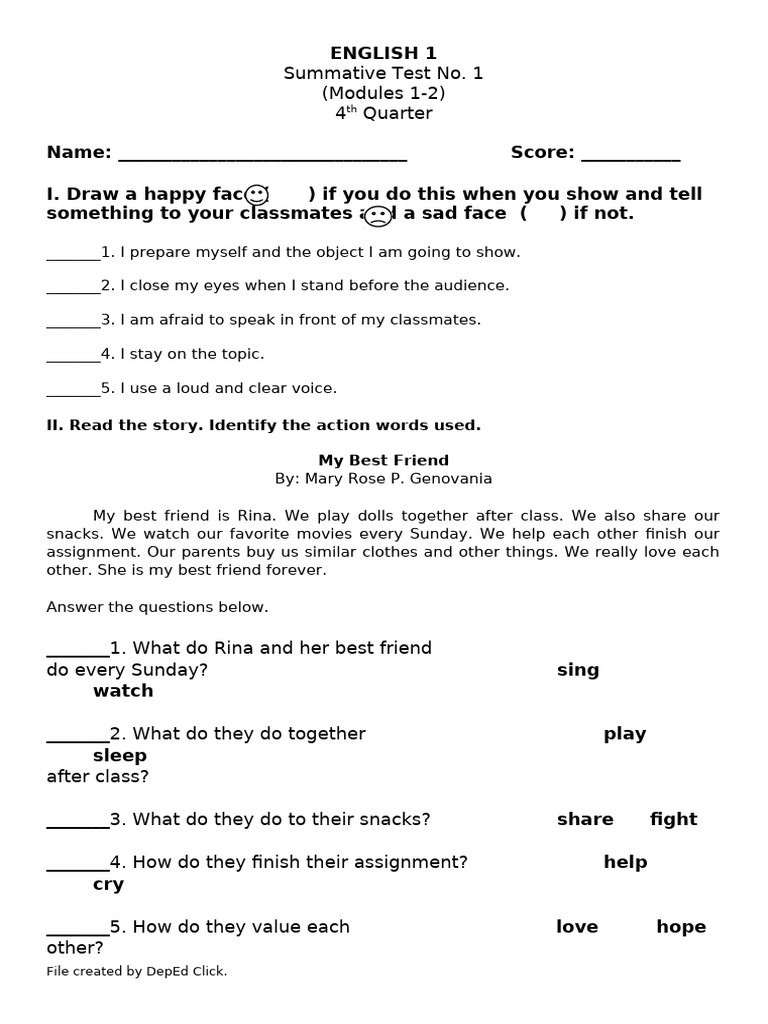English 1 - Q4 - ST1 | PDF