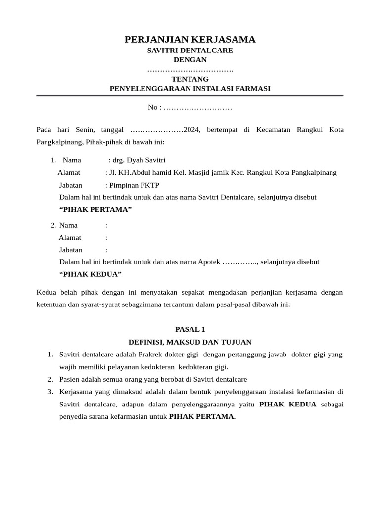 MOU Dengan Apotik | PDF