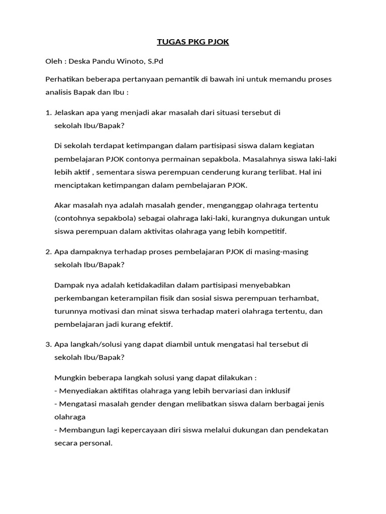 TUGAS PKG PJOK Modul 1.4 | PDF