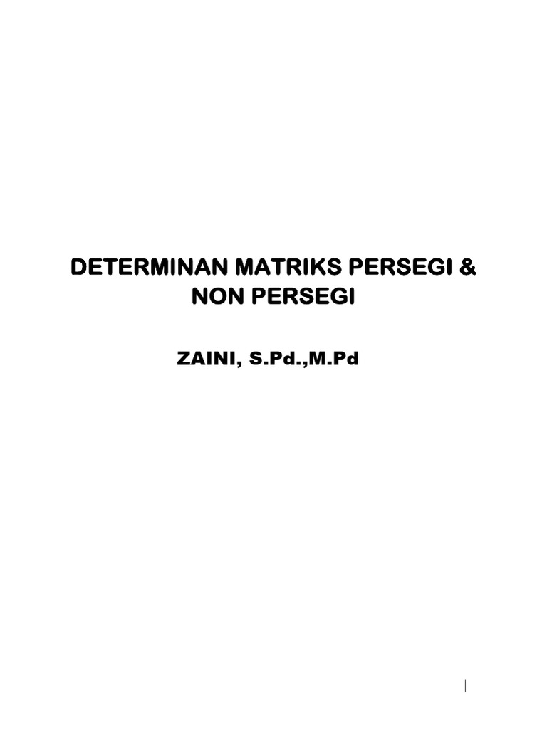 Buku Ajar Determinan Matriks Persegi Dan Non Persegi | PDF